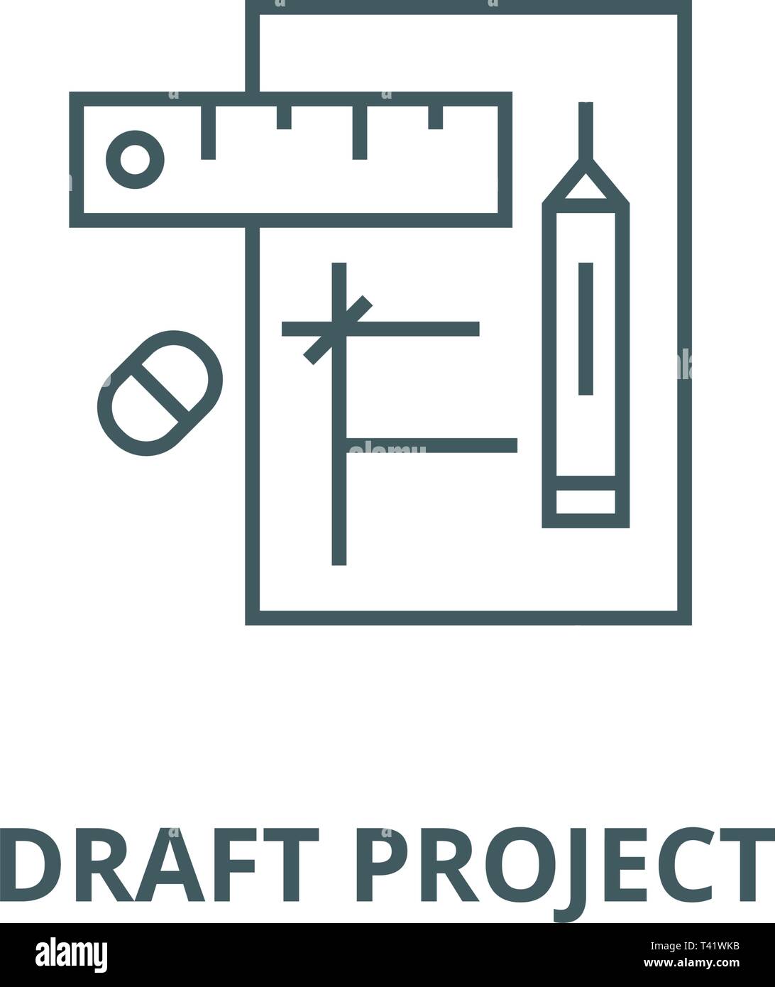 Projet de l'icône de la ligne du projet, vecteur. Projet de synthèse du ...