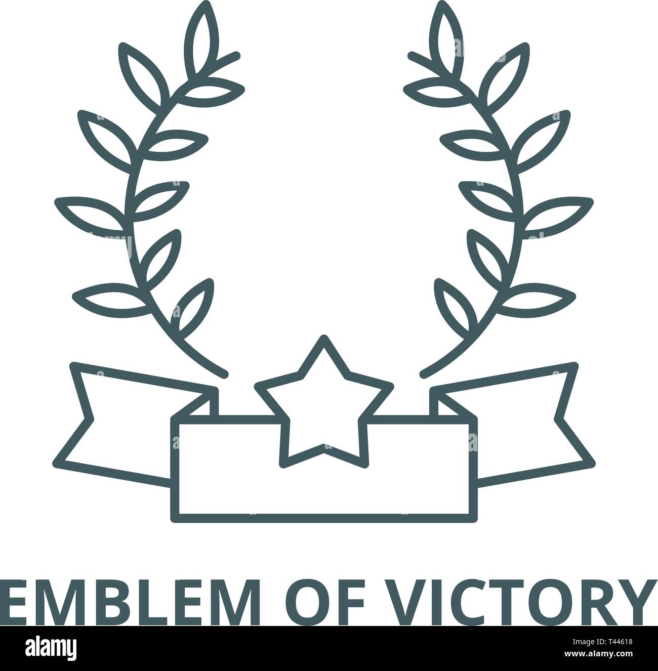 L'emblème de l'icône de la ligne de la victoire, vecteur. L'emblème de ...