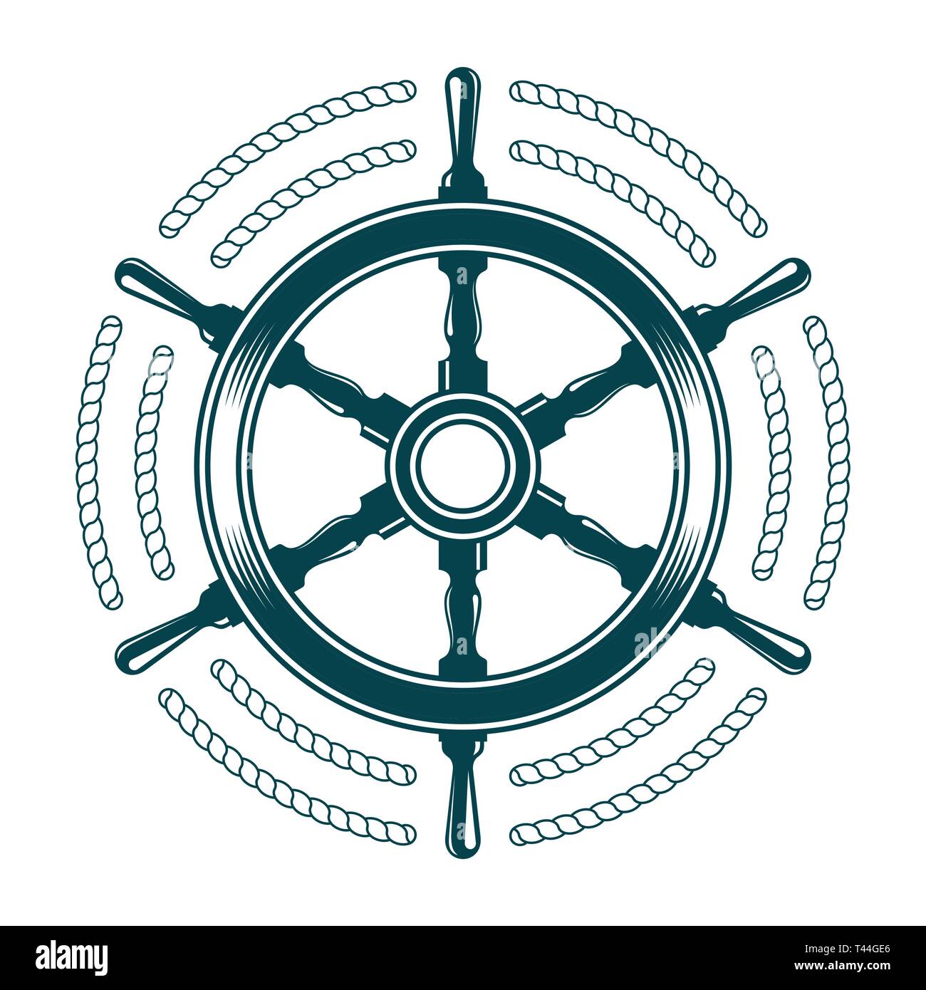 Volant de direction avec rode vintage vector illustration Image ...