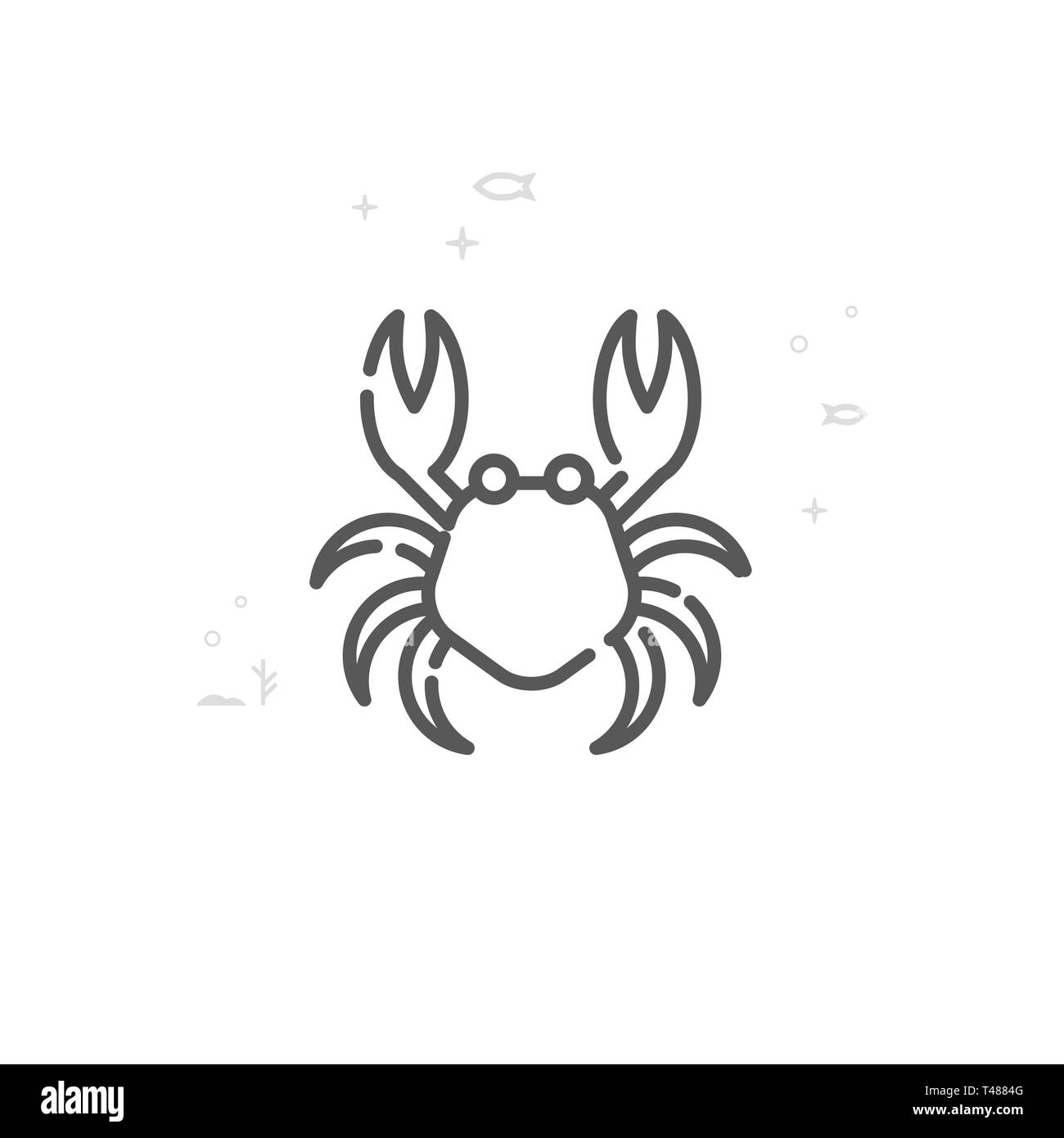 L'icône de la ligne du crabe. La vie marine, symbole des créatures de ...