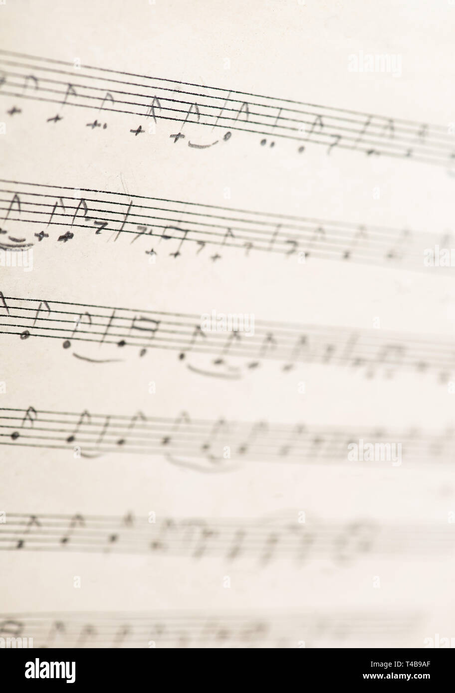 Feuille de papier vintage, avec des notes de musique Photo Stock - Alamy