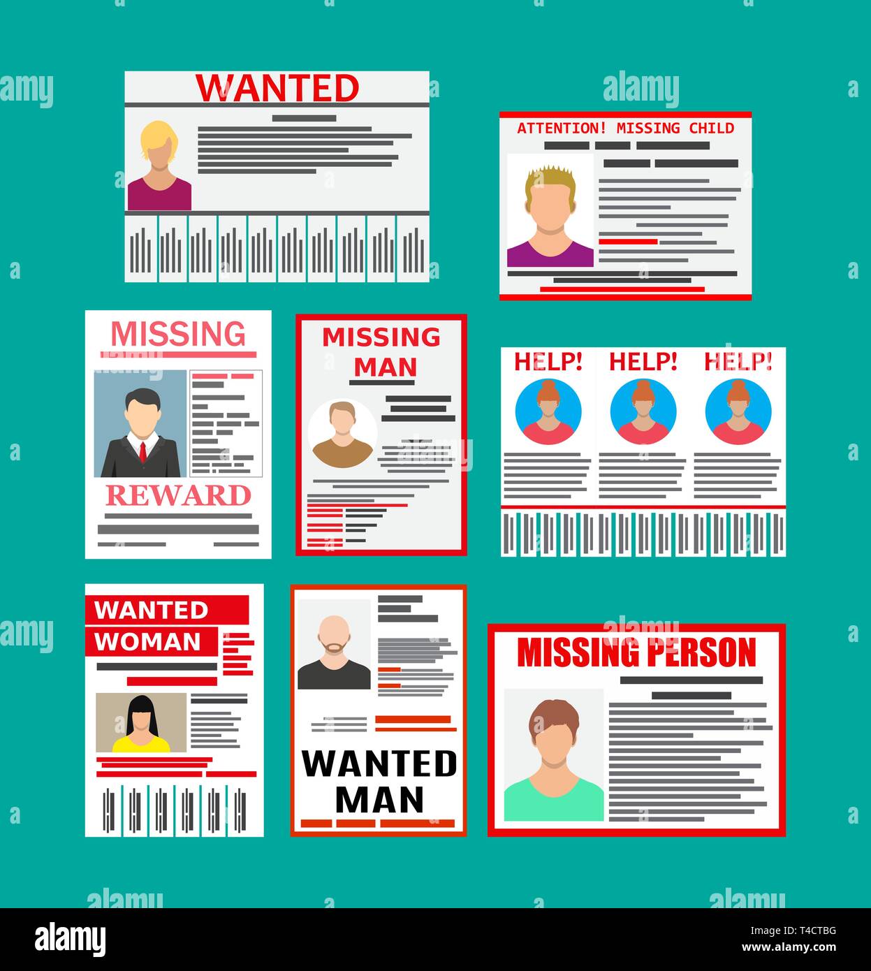 Affiche de personne disparue Banque d'images vectorielles - Alamy