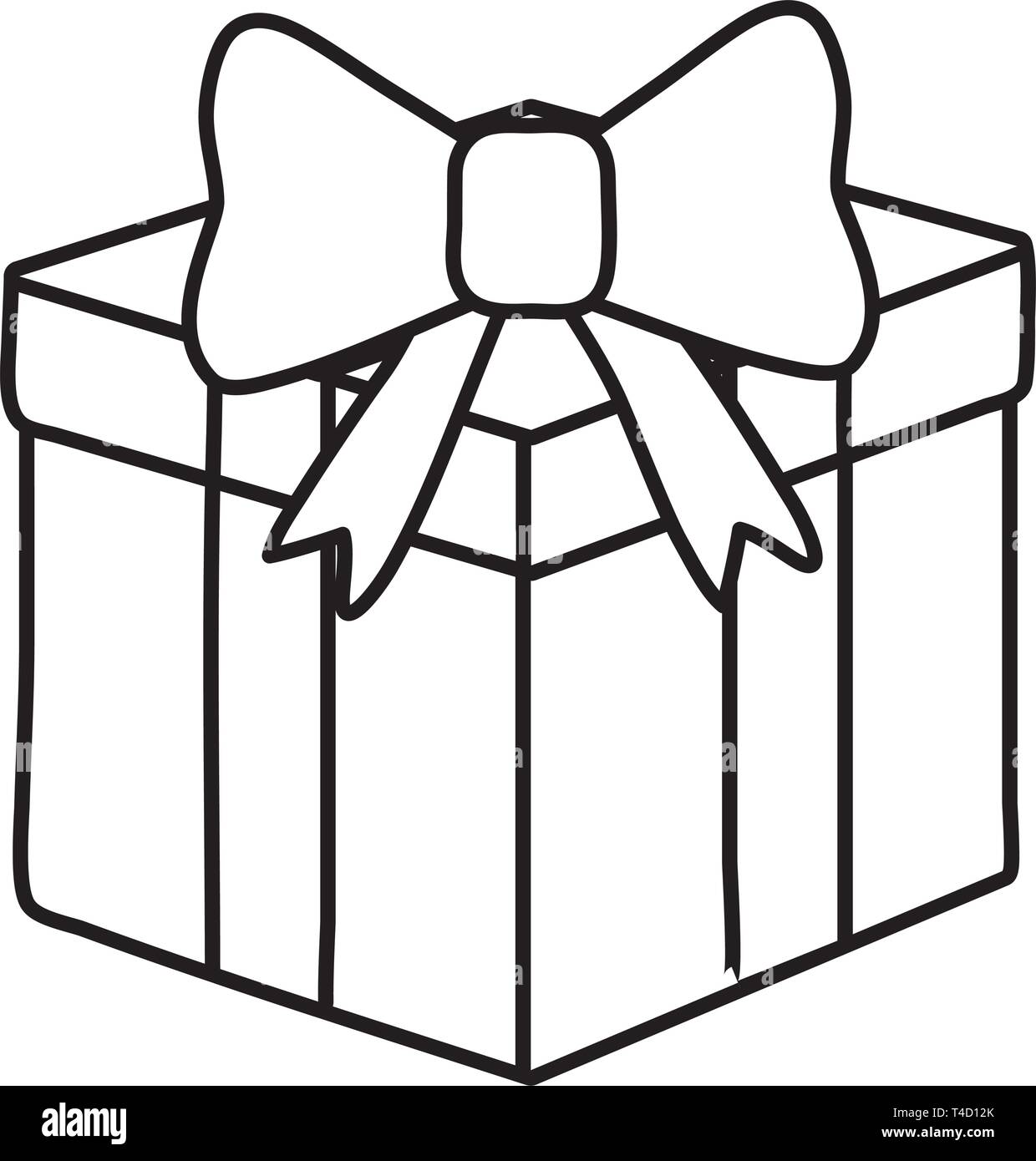 L'icône de boîte cadeau noir et blanc cartoon vector illustration ...