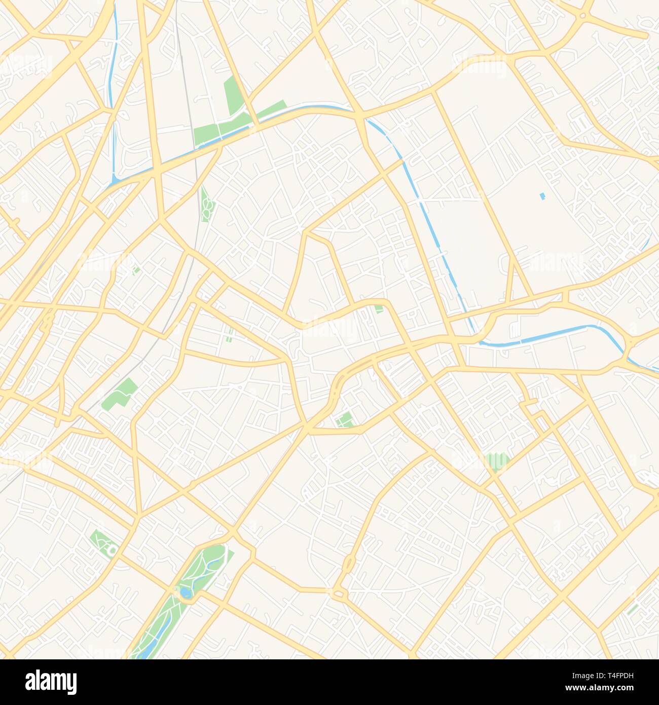Carte imprimable de Roubaix, France avec les principales et les routes ...