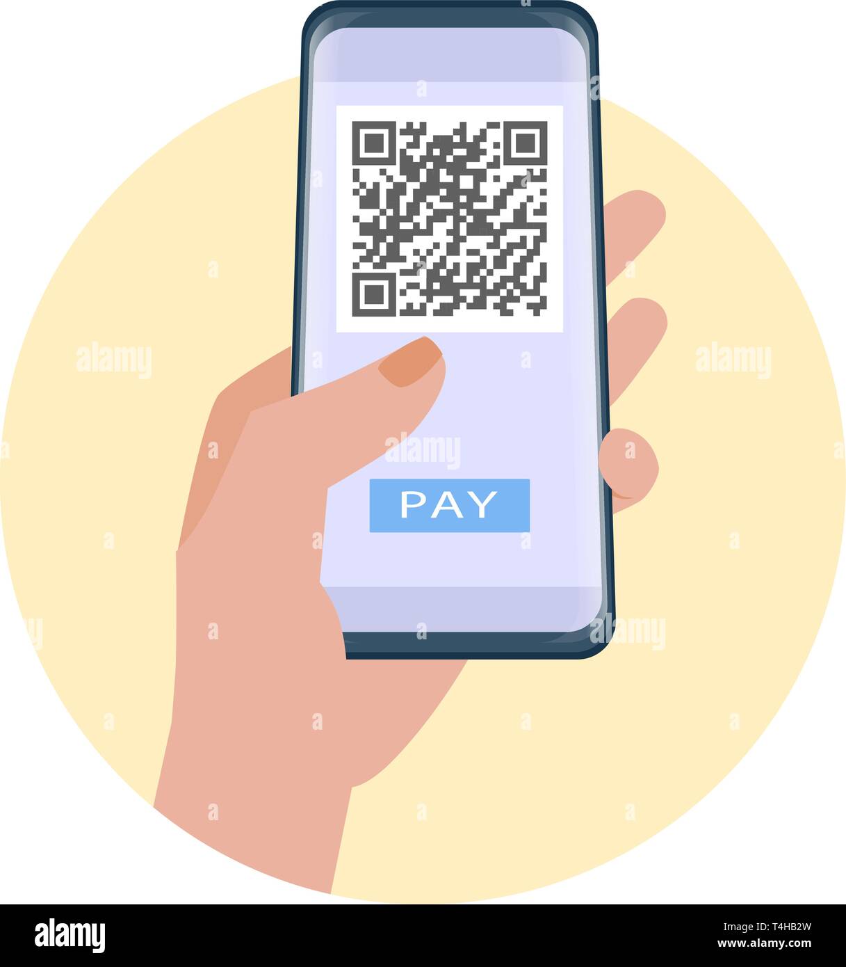 Hand holding smartphone pour utiliser demande de payer de qr code. Le ...