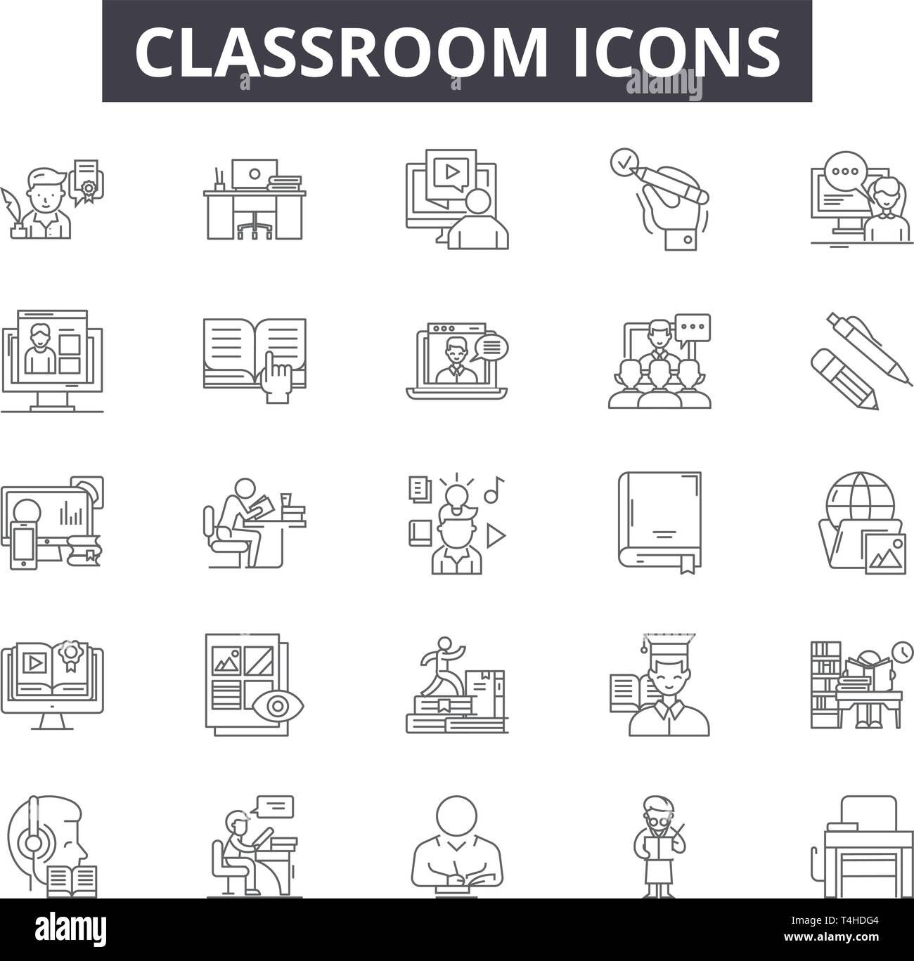 Icônes de ligne de classe, signes, vecteur. Résumé du concept de classe ...