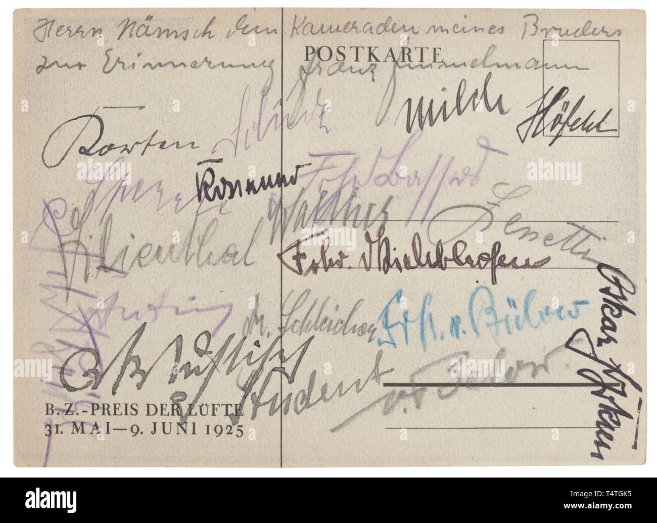 Carte postale d'une dédicace des pilotes légendaires de la Première ...