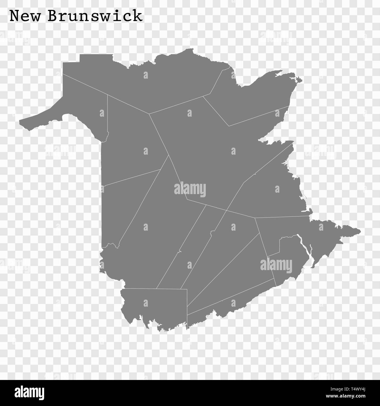 Carte politique du nouveau brunswick Banque d'images noir et blanc - Alamy