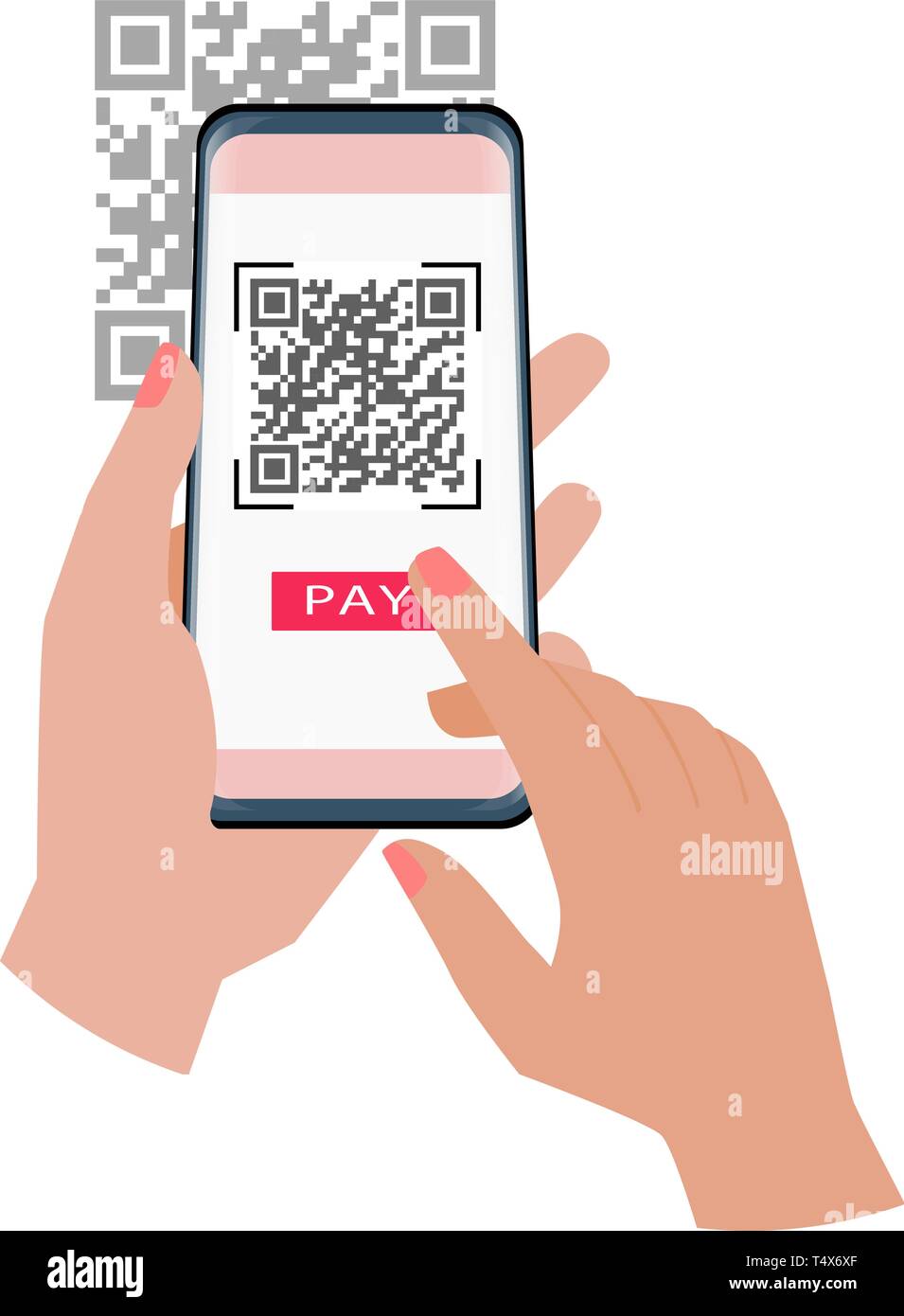 Qr code de paiement. Hand holding smartphone pour utiliser l ...
