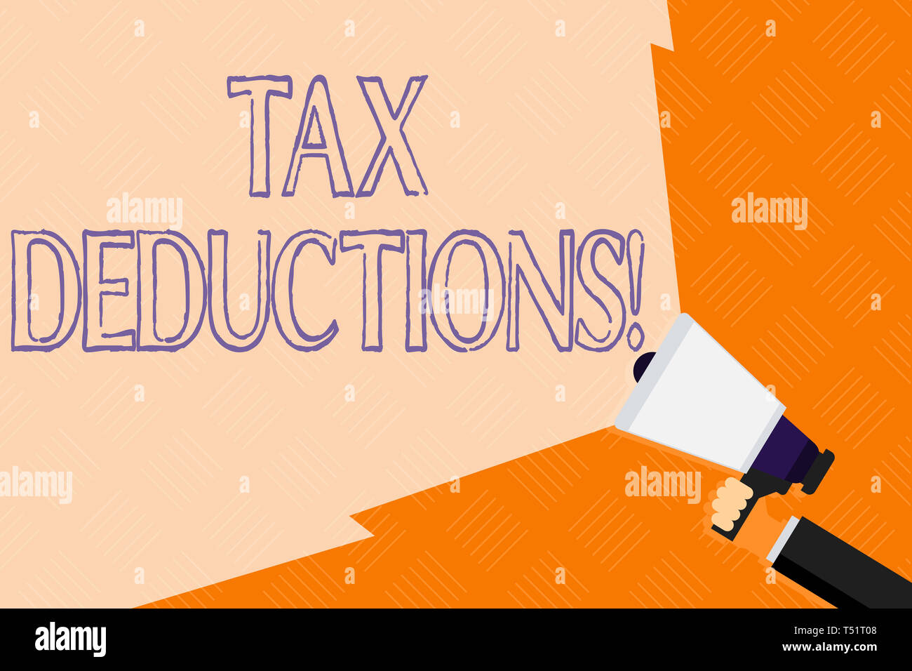 Main conceptuel écrit, indiquant les déductions fiscales. Signification ...