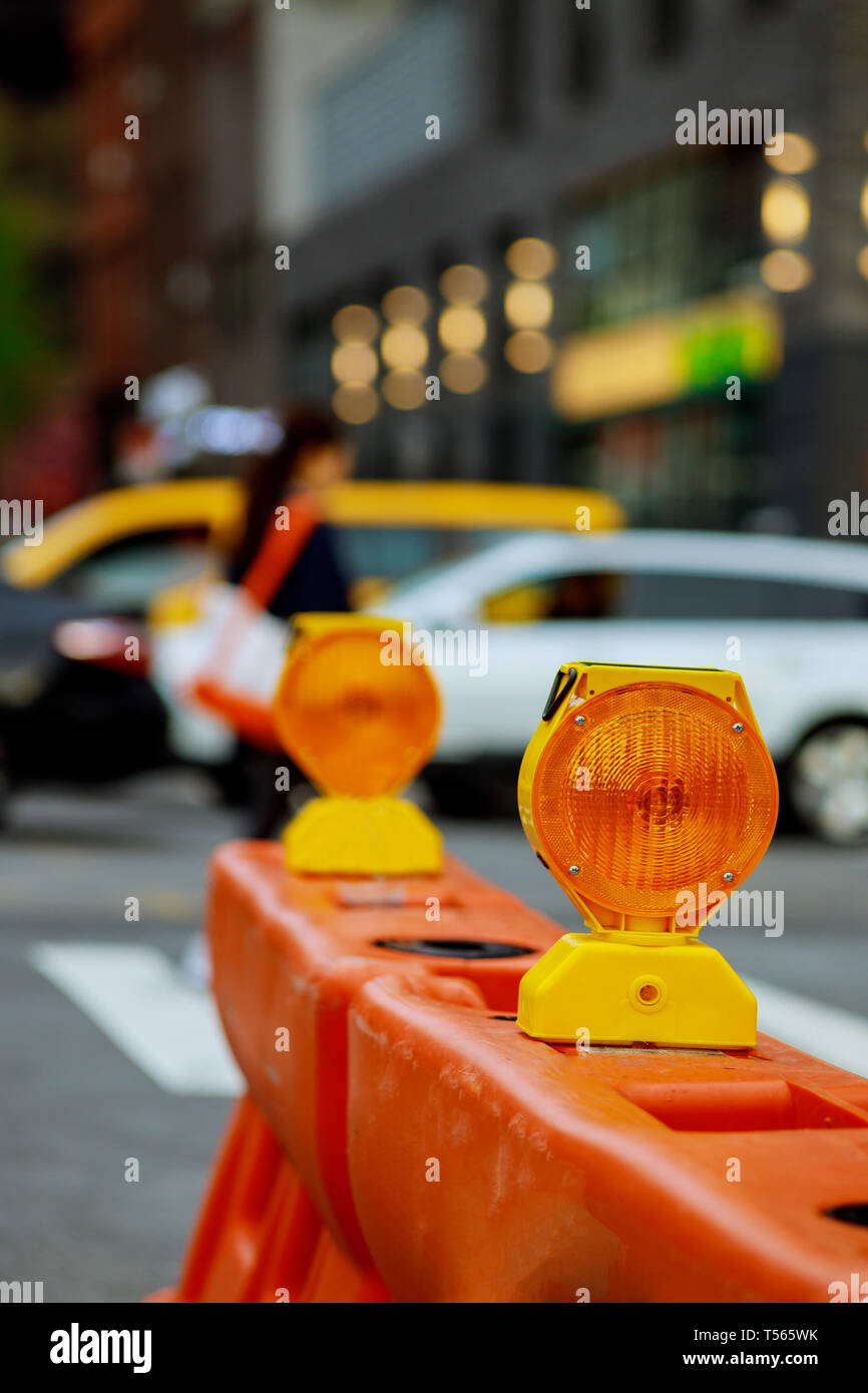 Construction barrage routier ou de signal sur une route rue barricade ...
