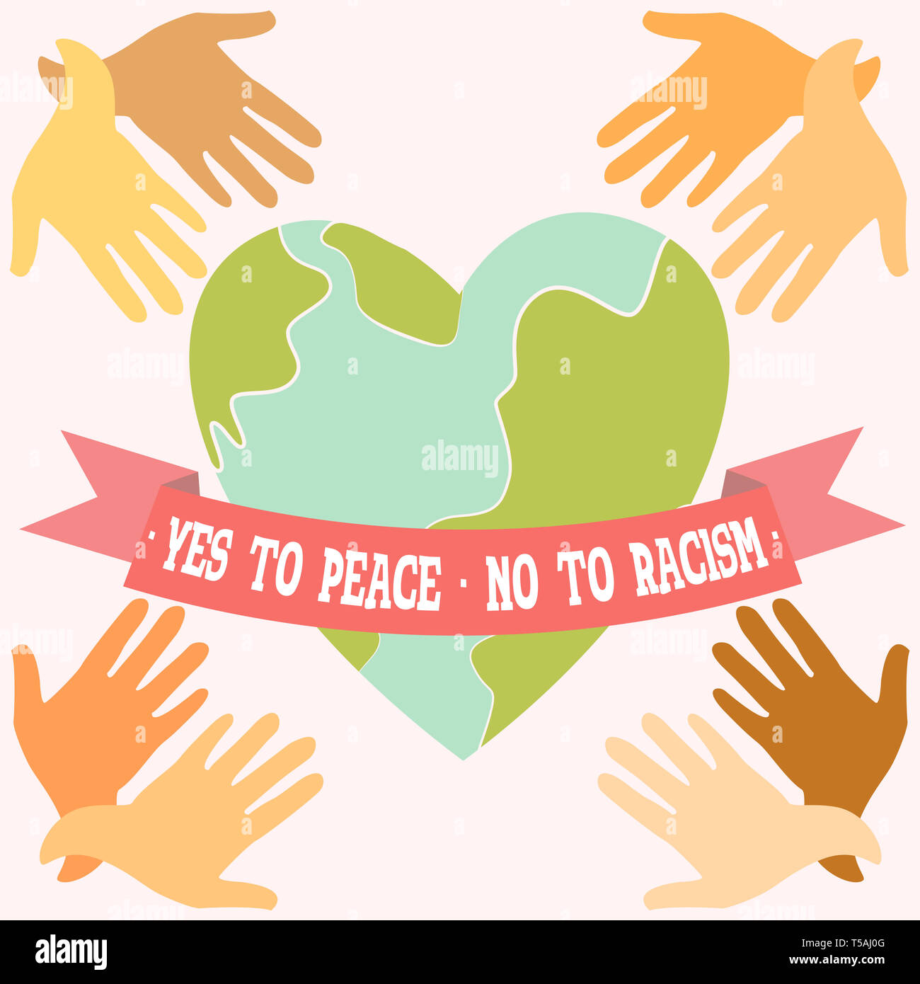 Oui à la paix, non au racisme de l'affiche. La planète Terre paisible ...