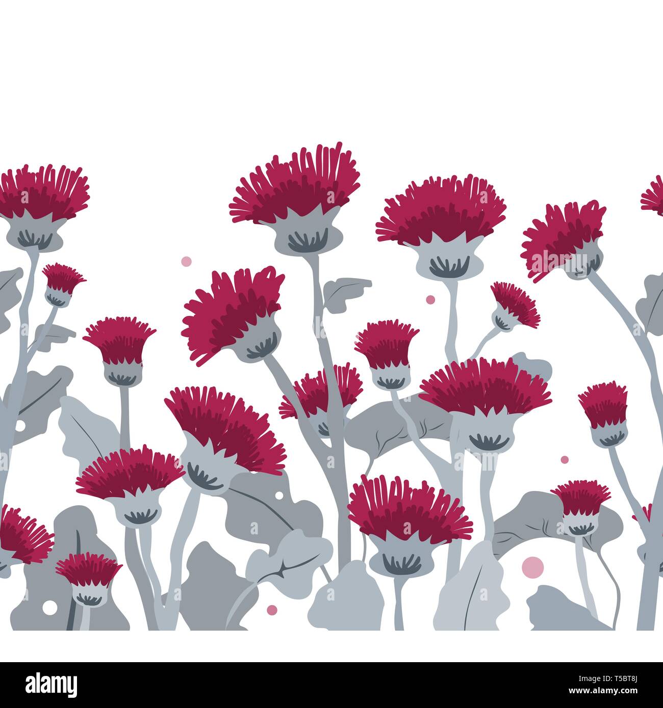 Thistle. Vector frontière perméable. Hand drawn cartoon illustration ...