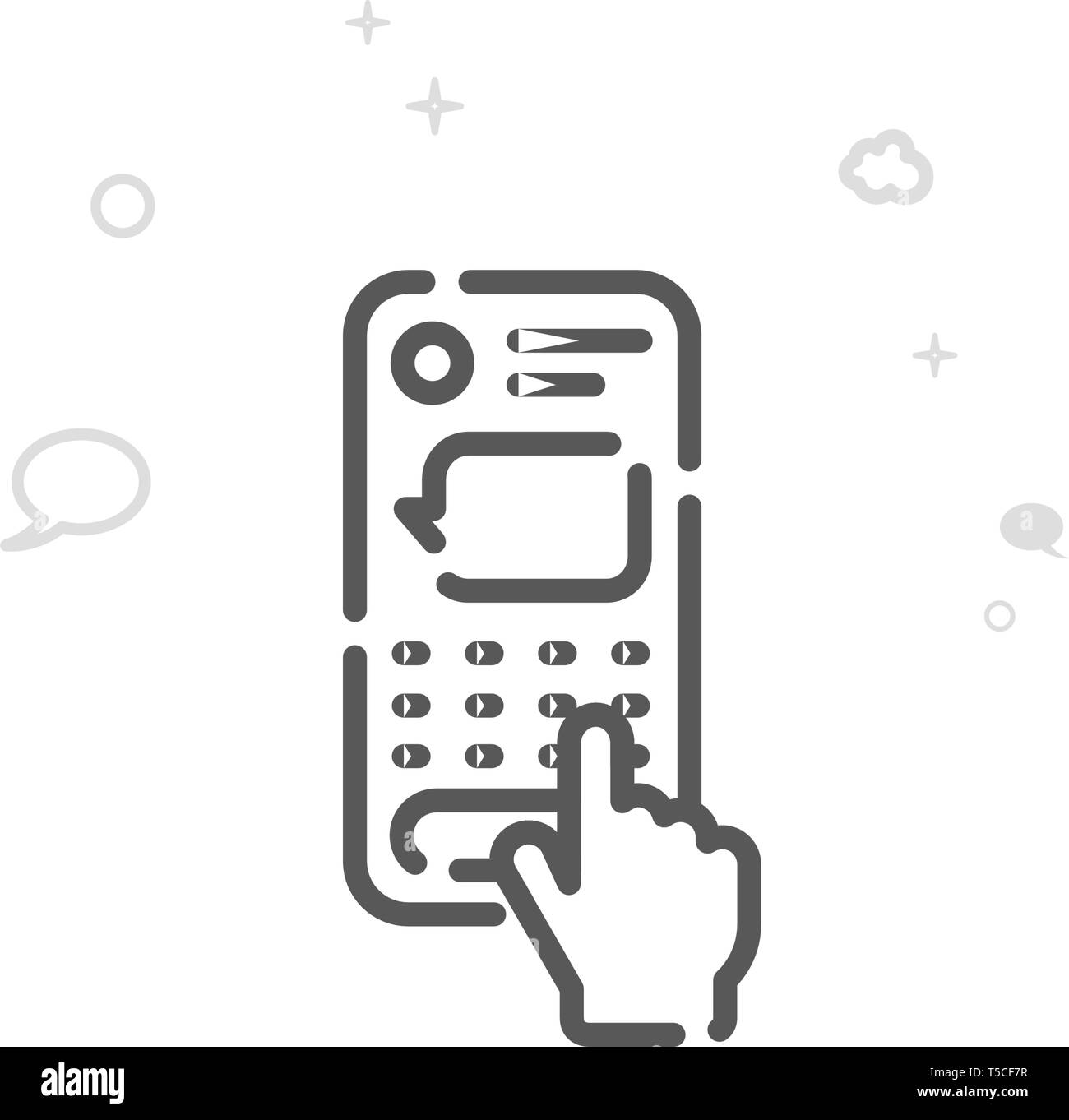 Doigt de la saisie d'un message texte sur l'icône de la ligne du ...