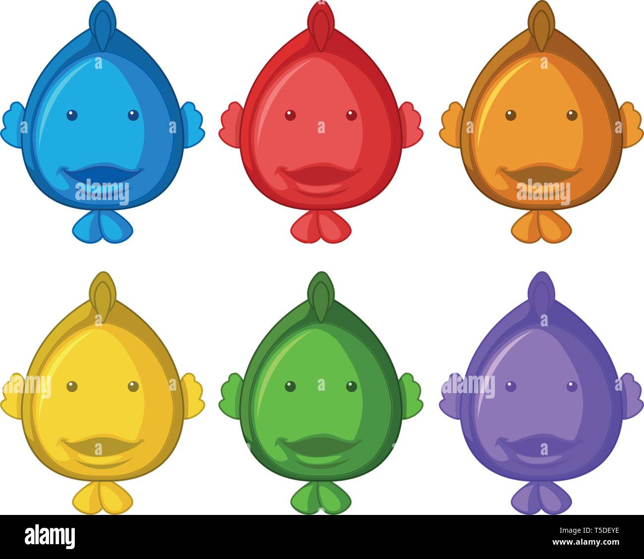 Jeu de poissons différents cartoon illustration Image Vectorielle Stock ...