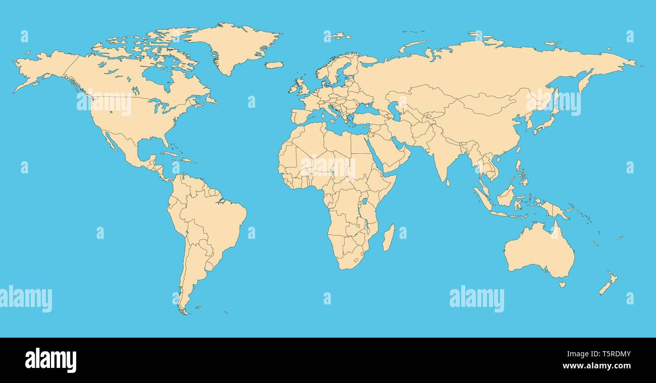 Carte du monde avec des pays frontières. Worldmap de fond de rapports ...