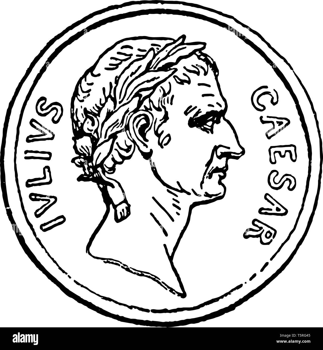 Devise qui porte l'image de Cesar ayant enregistré des mots comme ...