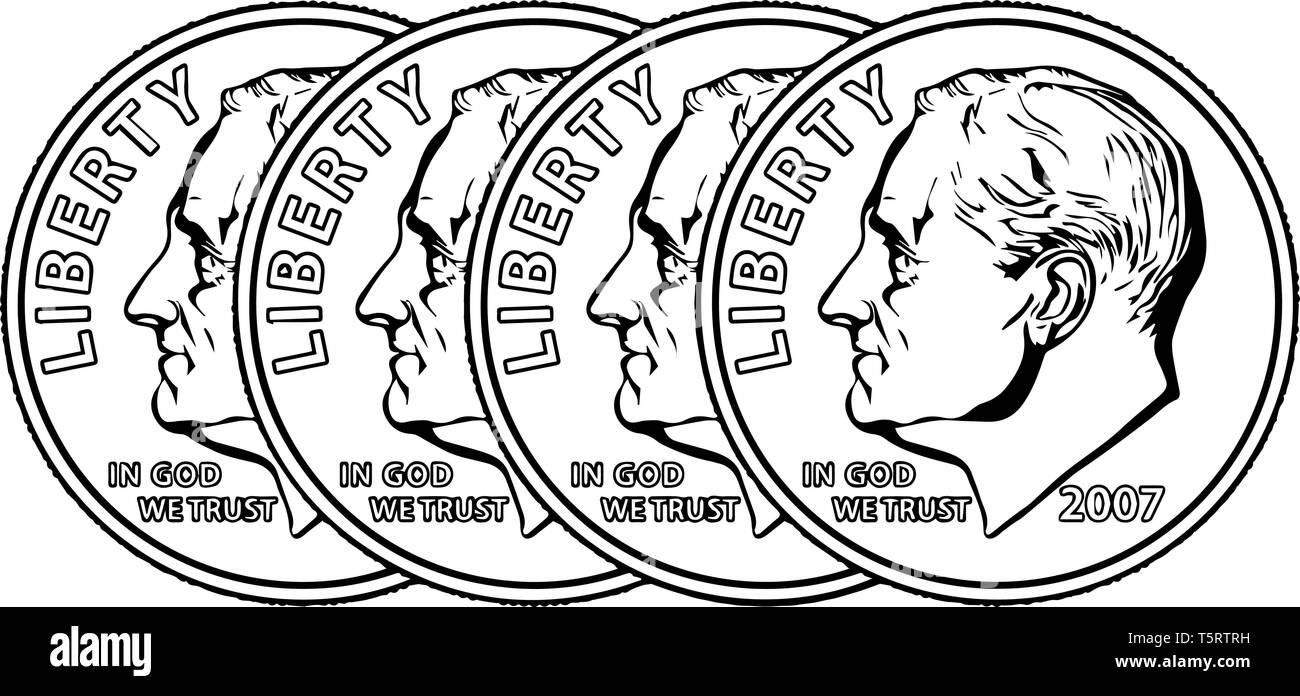 Dans cette photo, il y a quatre dix sous. Le montant est de quarante ...