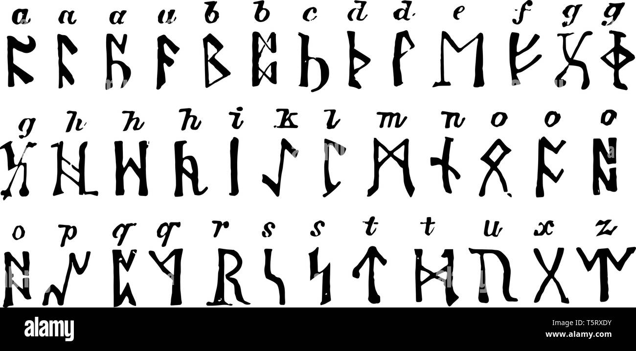 Qui est l'alphabet runique alphabet runique complet, vintage dessin ou ...