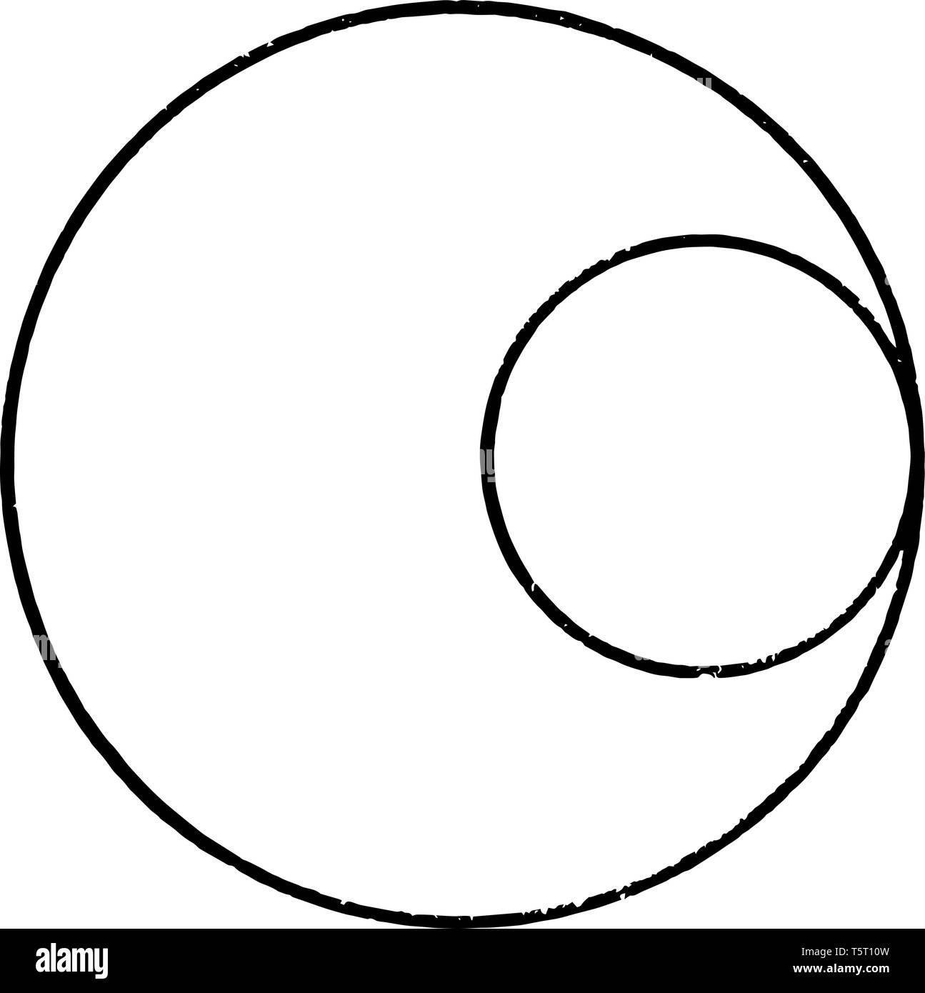 Un diagramme de deux cercles qui sont intérieurement tangent à l'autre ...