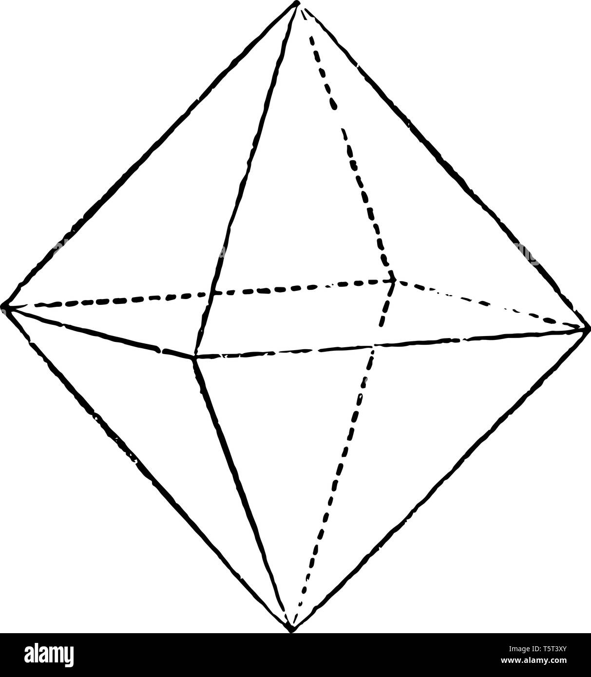 L'octaèdre ou double pyramide diagramme avec quatre côtés. C'est un ...
