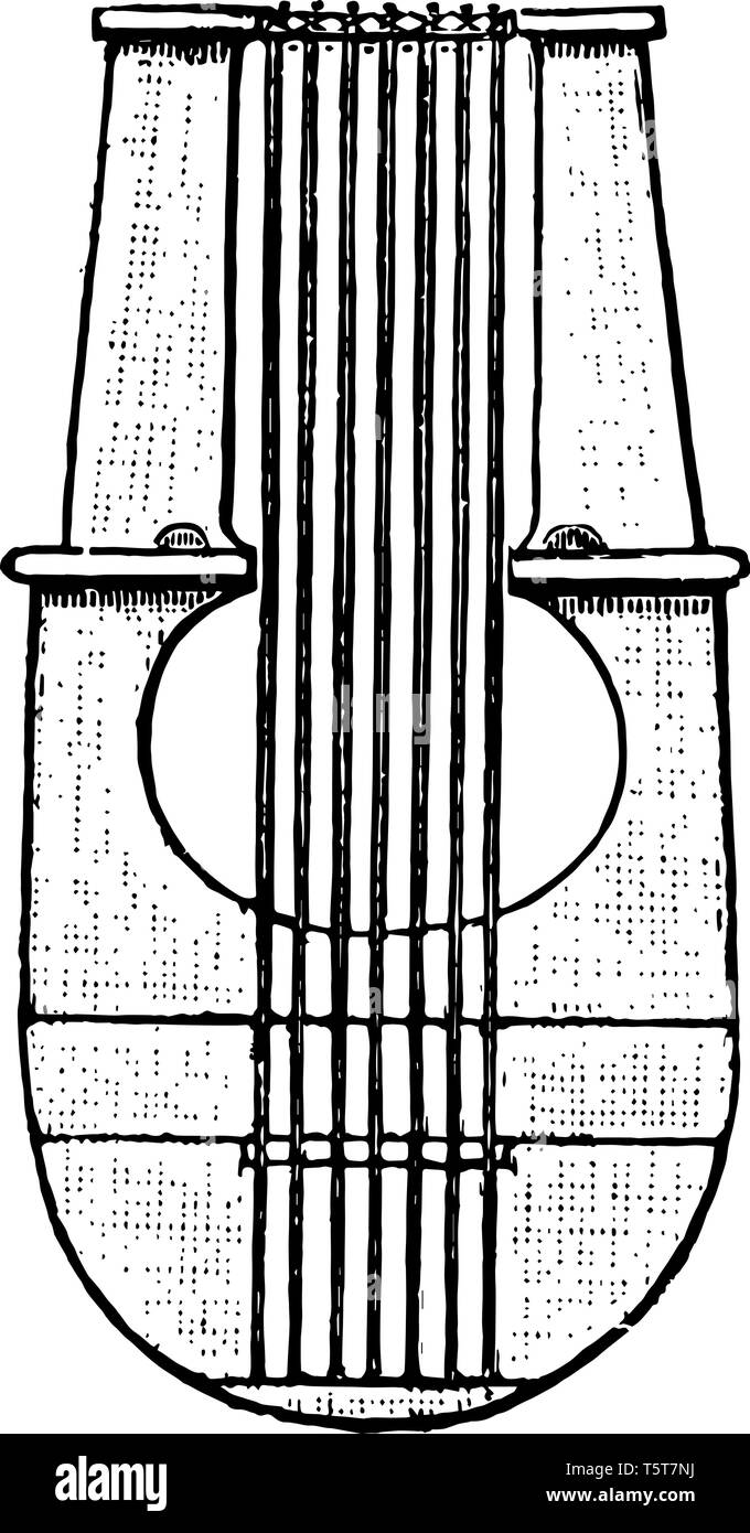 S'agit d'une cithare lyre à sept cordes avec une caisse de résonance en ...