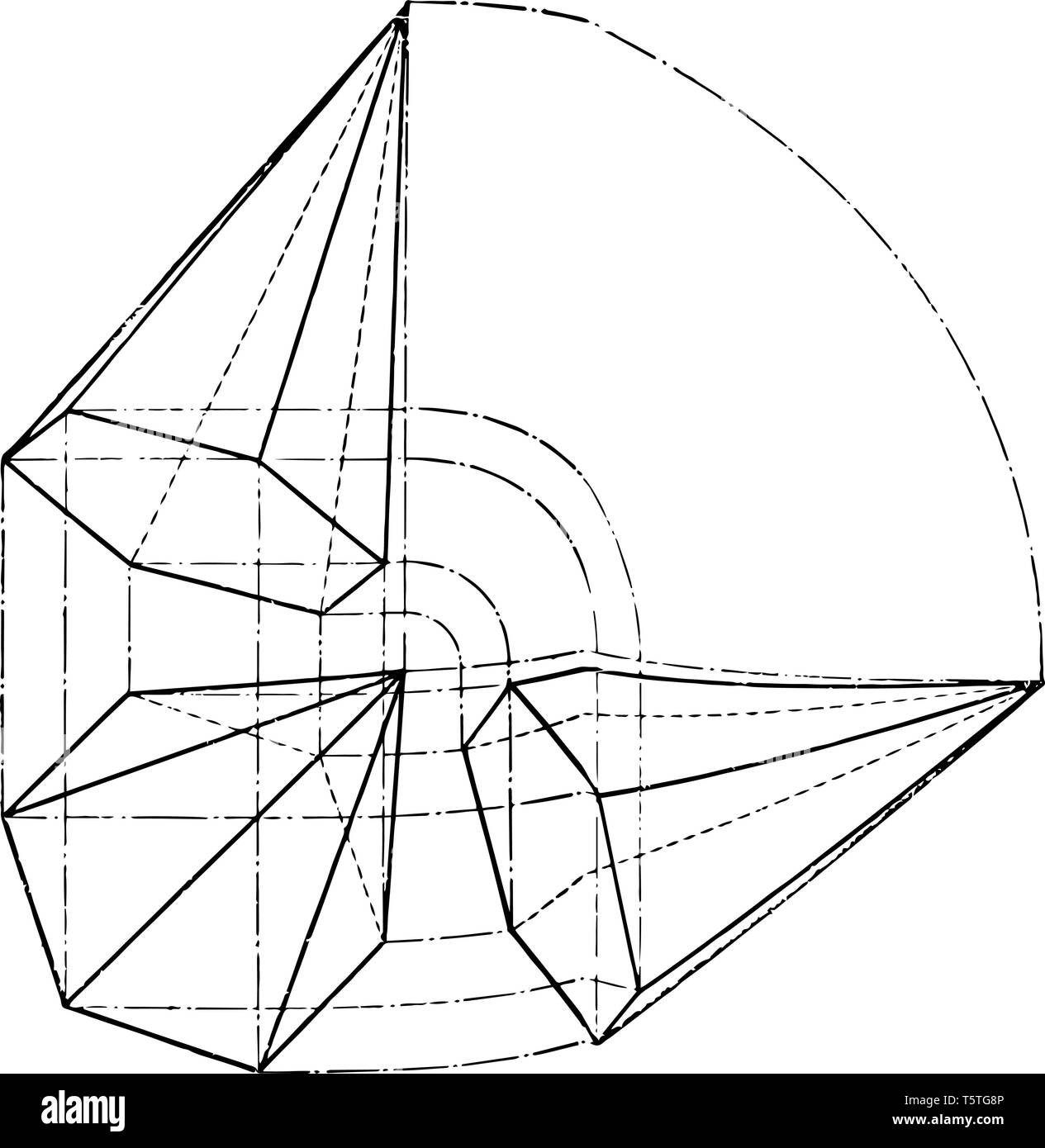 L'image montre la projection d'une pyramide à base hexagonale enclin à ...