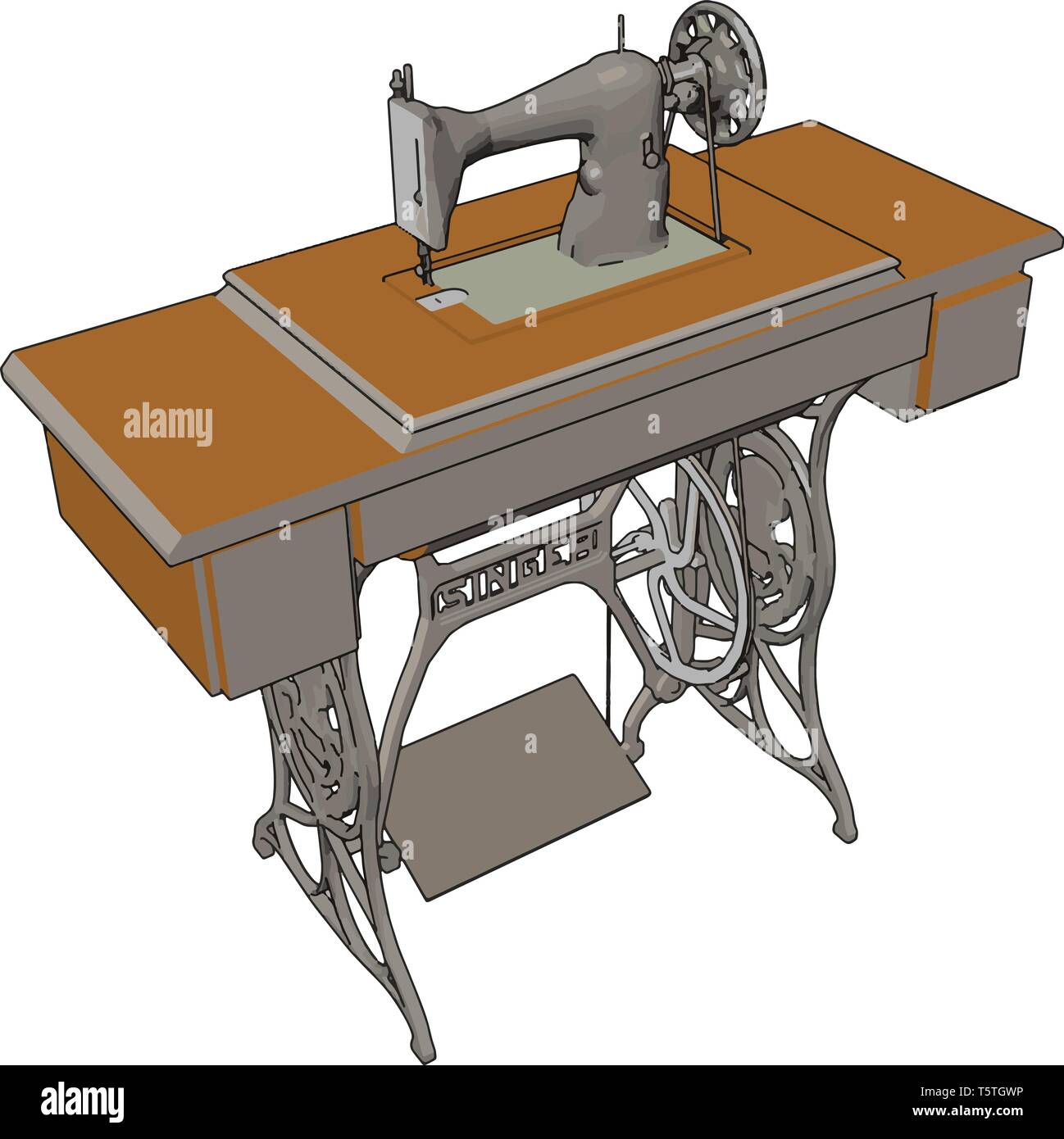 Machine à coudre manuel Vintage vector illustration sur fond blanc ...