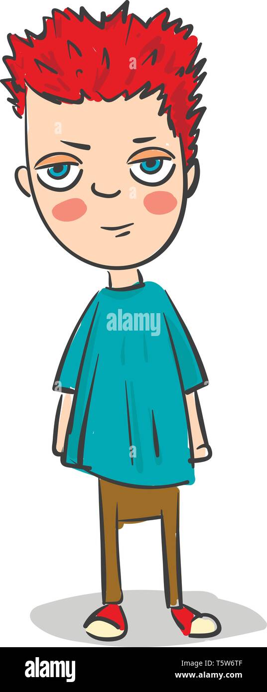 Garçon cheveux roux yeux bleus Banque d'images vectorielles - Alamy