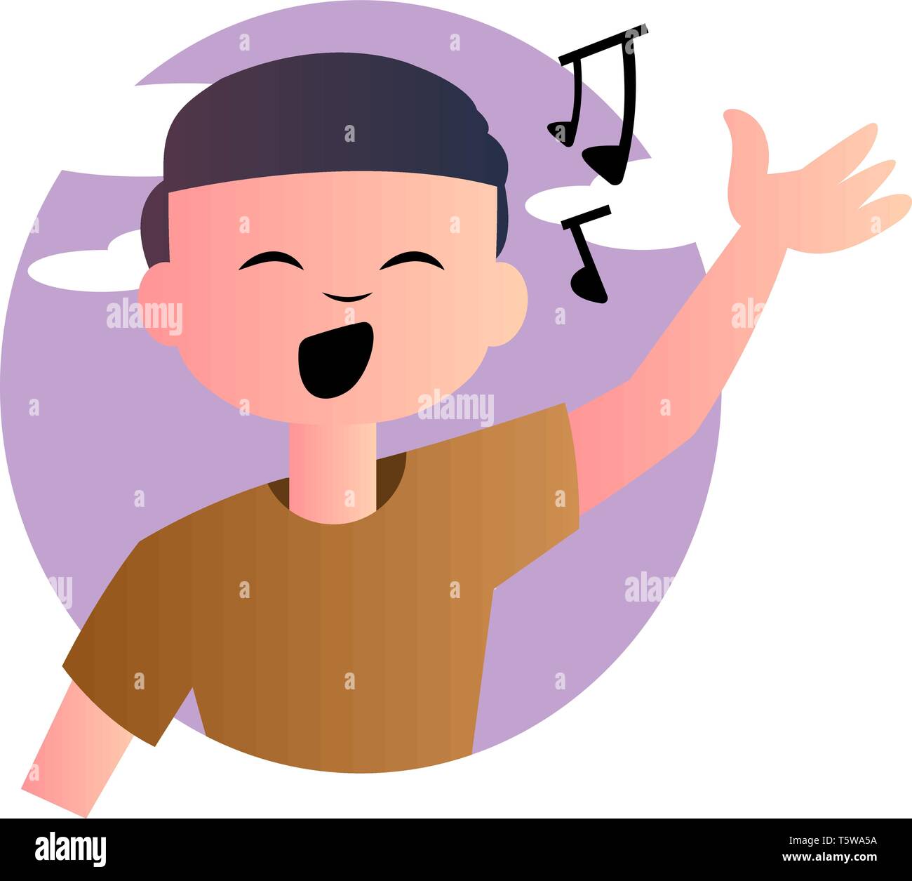Cartoon illustration boy singing song Banque d'images vectorielles - Alamy