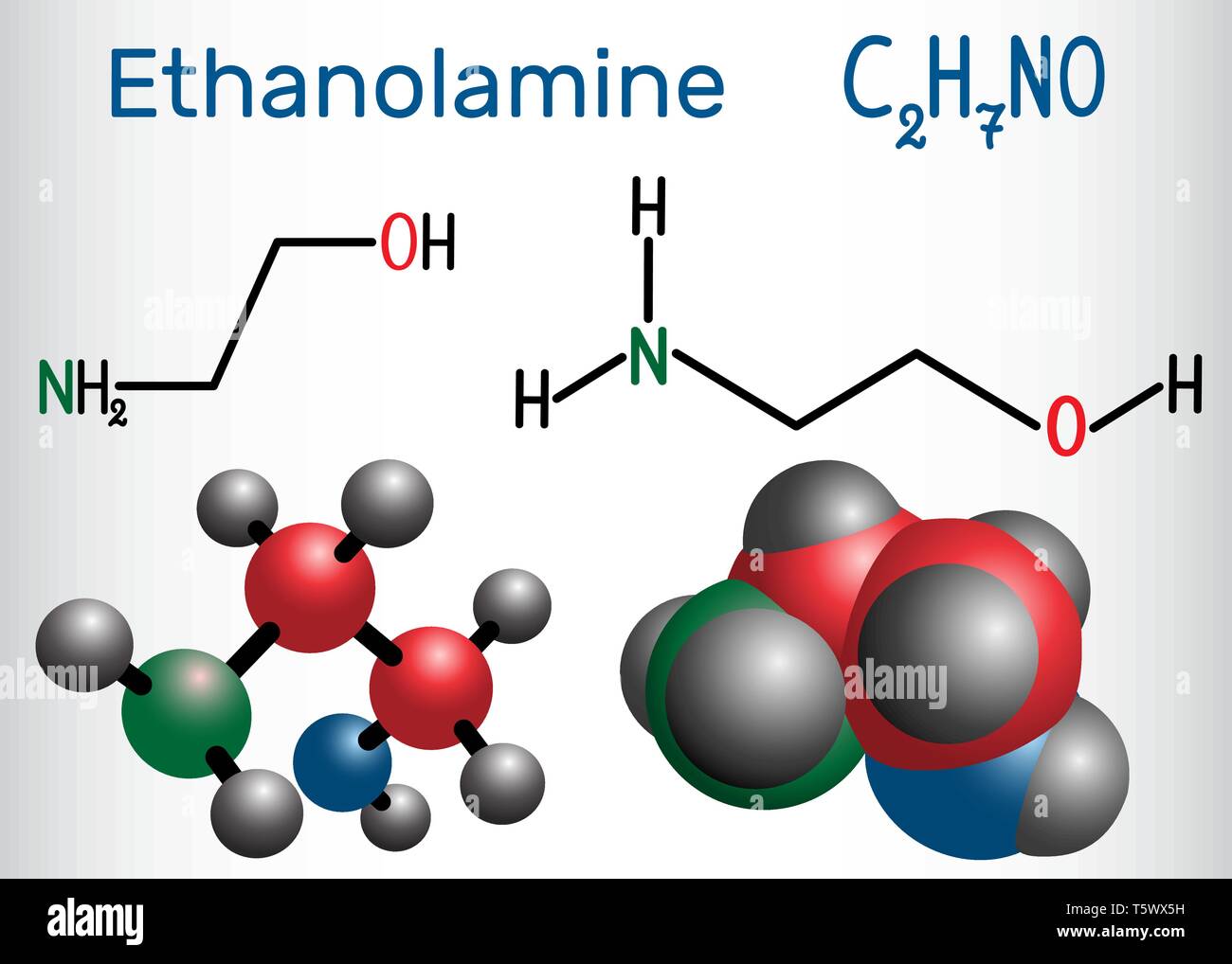 L'éthanolamine (ETA ou MEA) molécule . Il s'agit d'une amine primaire ...