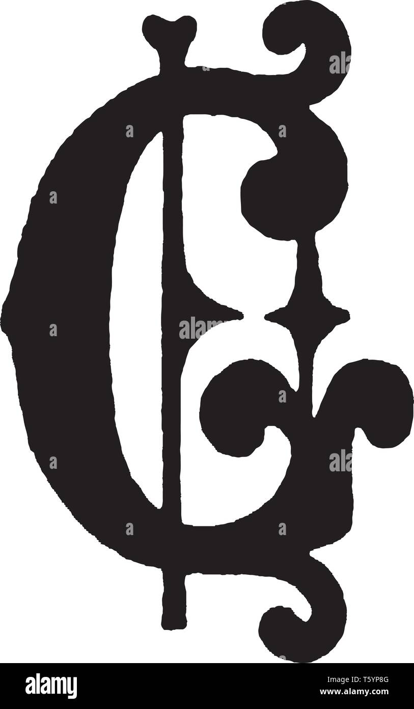 Une lettre majuscule G à l'époque médiévale, lettrage vintage dessin ou ...