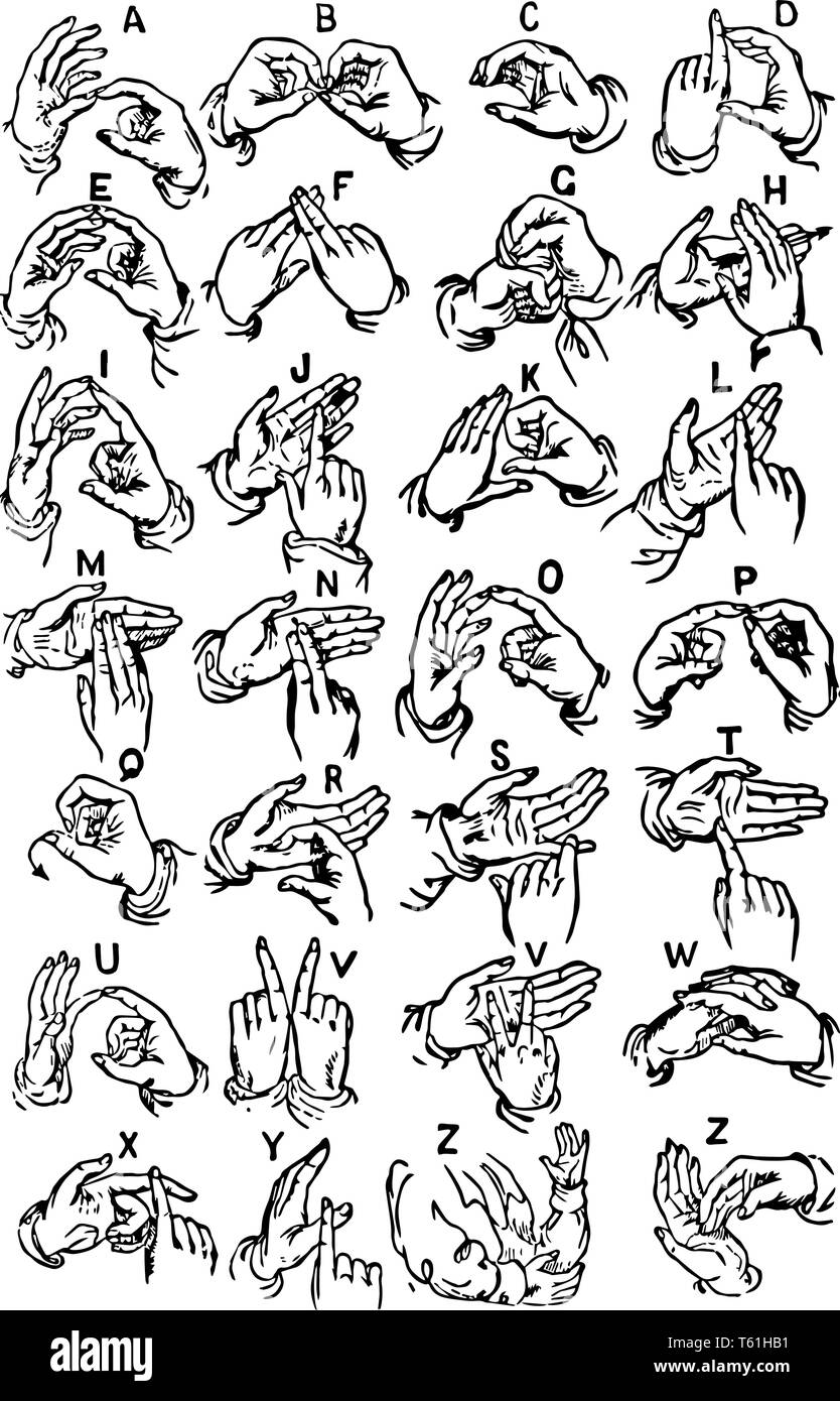 La langue des signes alphabet Banque d'images noir et blanc - Page 2 ...
