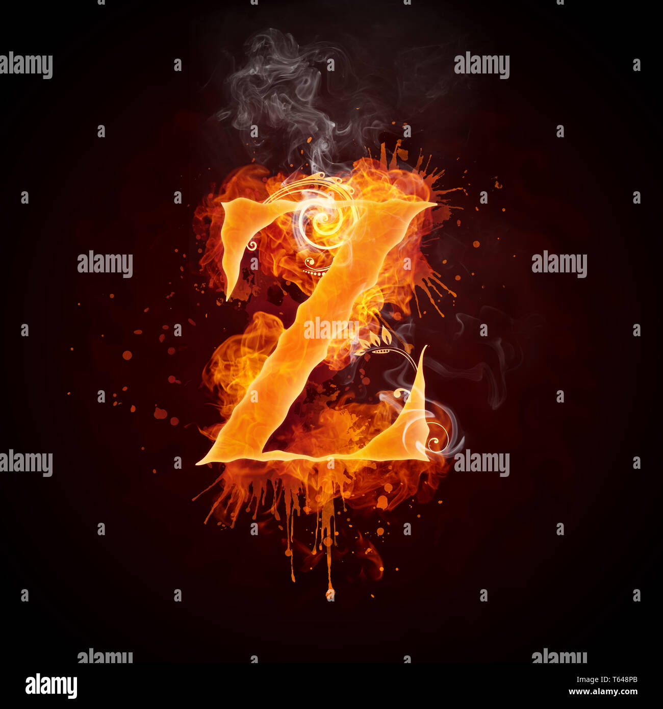 Lettre s alphabet floral noir Banque de photographies et d’images à ...