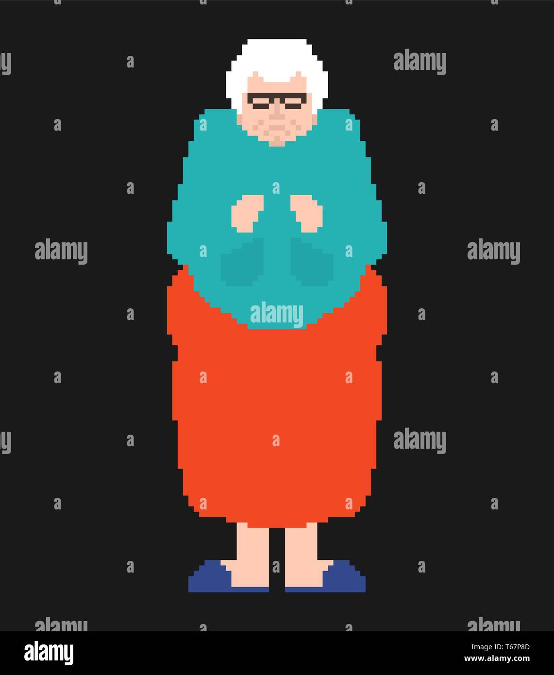 Grand-mère pixel art. Granny pixelated. Vieille dame vieux jeux ...