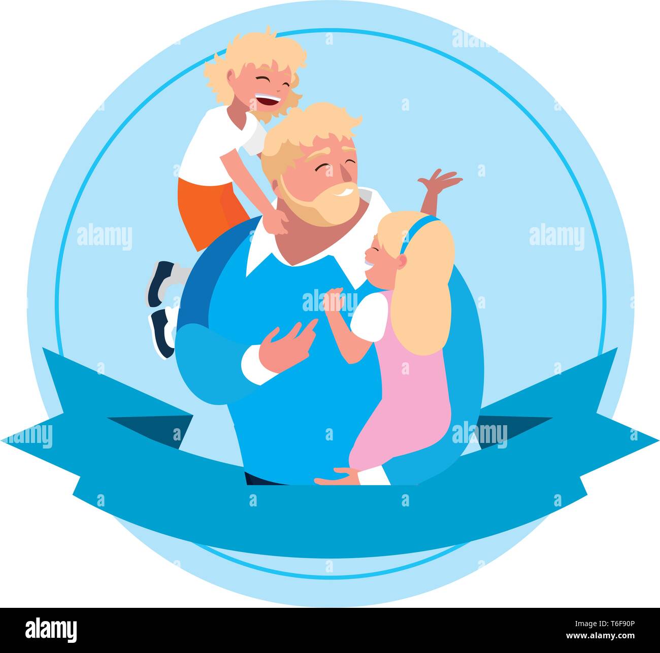 Le Père Avec Son Fils Et Sa Fille Caractères Dans La Conception D
