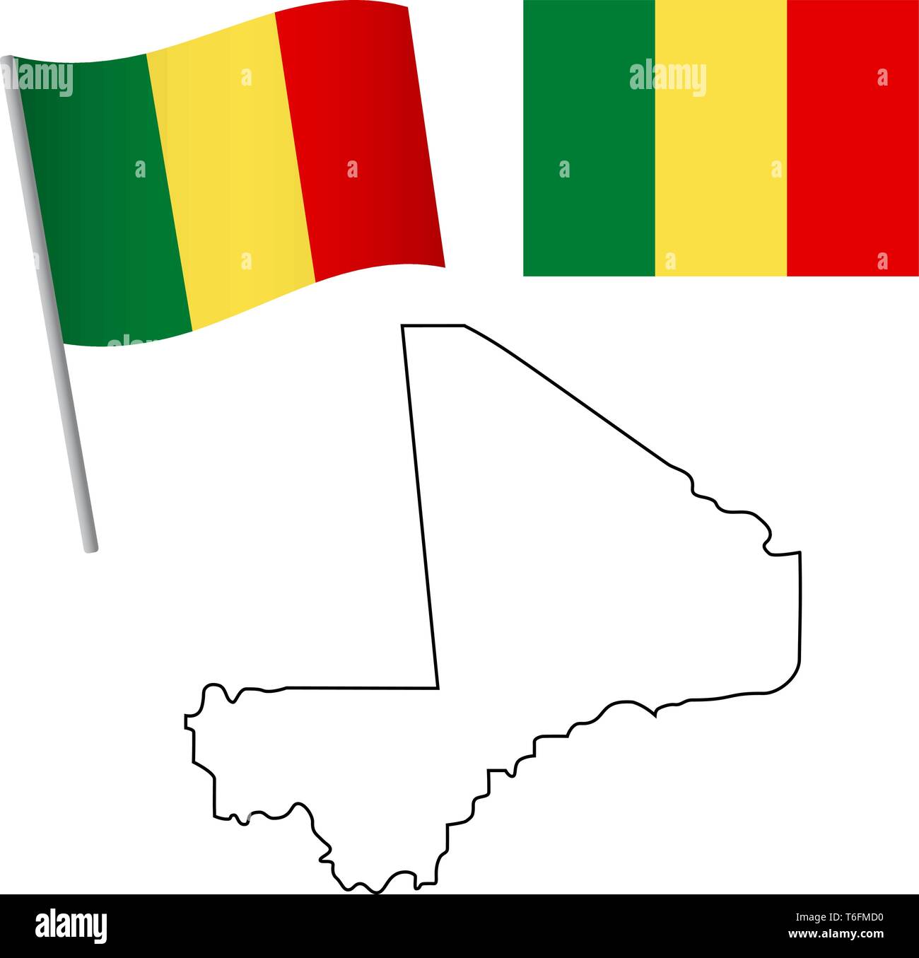 Mali drapeau et carte. Contexte patriotique. Drapeau national du Mali ...