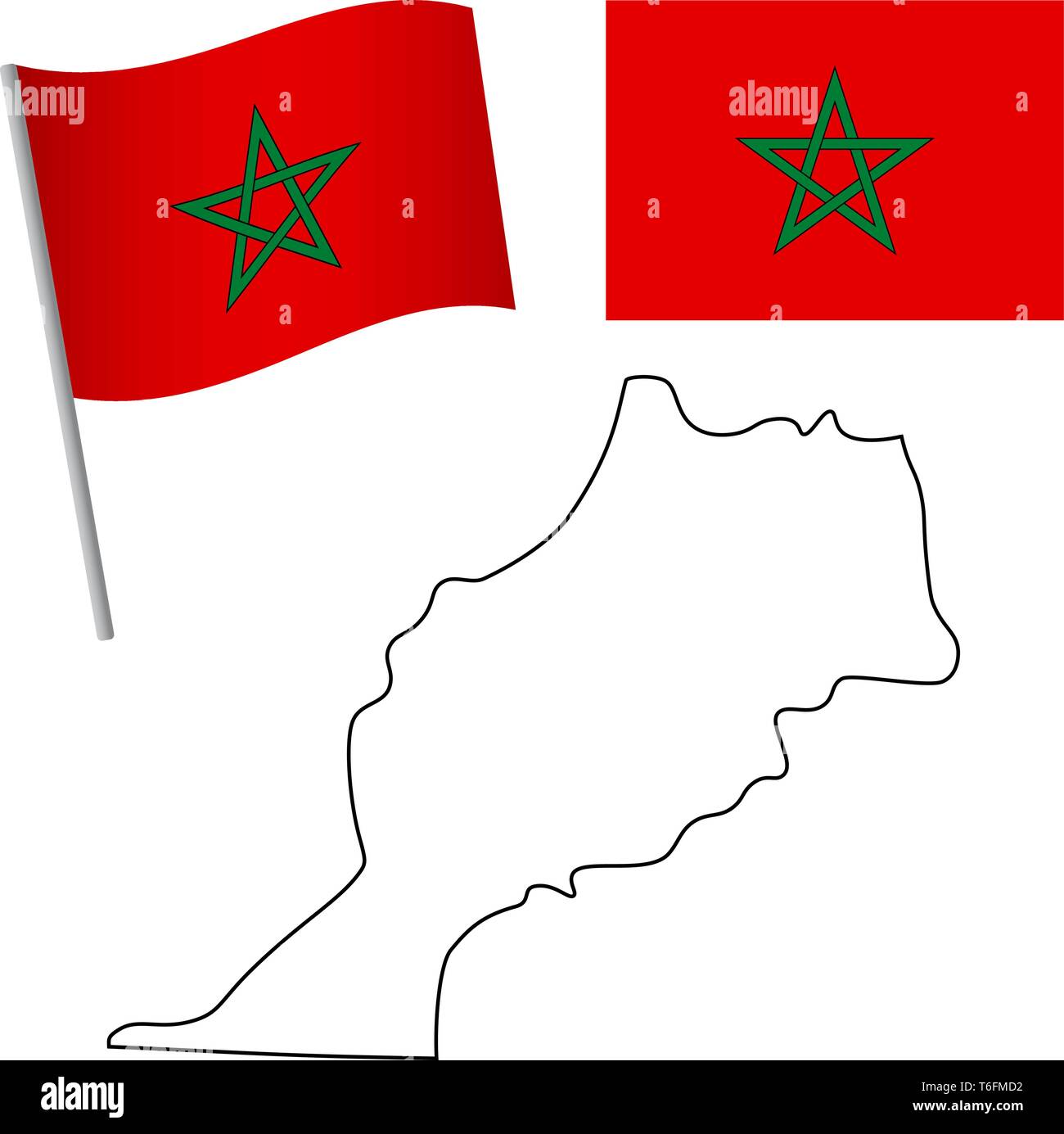 Maroc drapeau et carte. Contexte patriotique. Drapeau national du Maroc ...