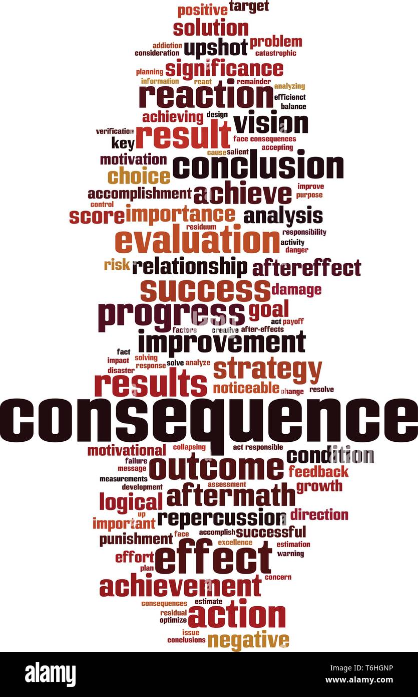 Conséquence concept cloud. Collage de mots à propos de la conséquence ...