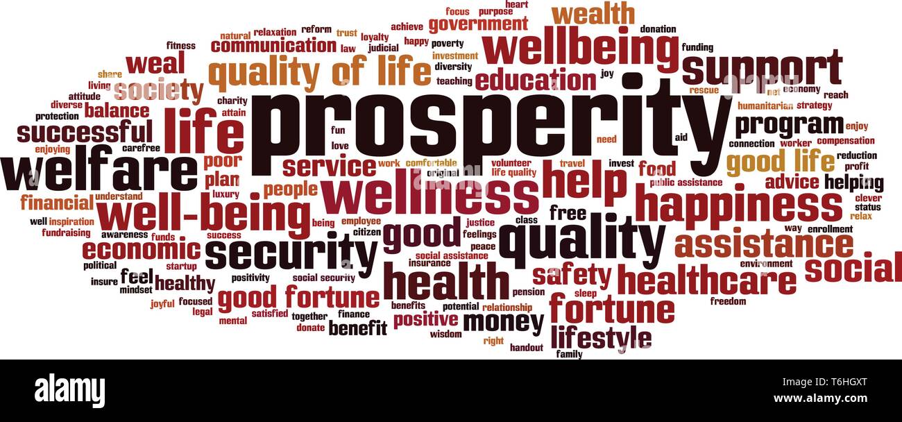 La prospérité concept cloud. Collage de mots à propos de la prospérité ...