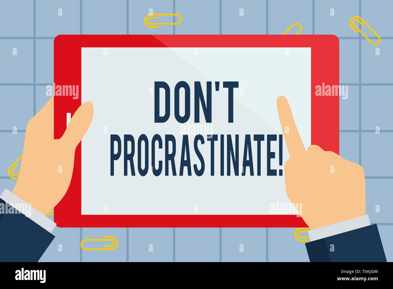 Signe texte montrant Don T atermoyer. Texte photo d'entreprise d'éviter ...