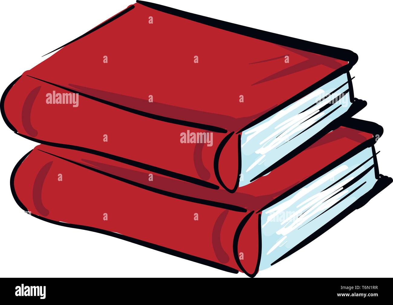 Deux livres de clipart rouge avec un grand nombre de pages sont empilés ...