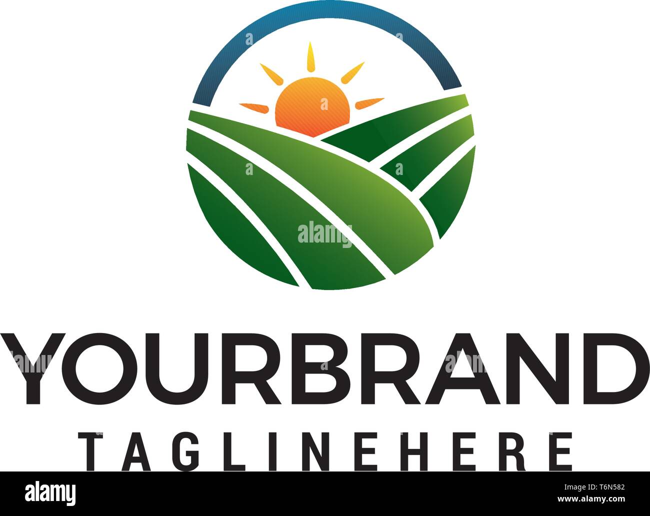 Domaine logo Sun, logo design ferme modèle concept vector Image ...