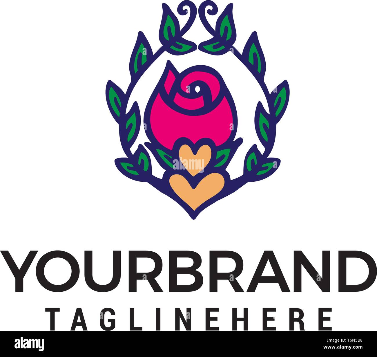 Logo coeur et fleur concept design template vector Image Vectorielle ...