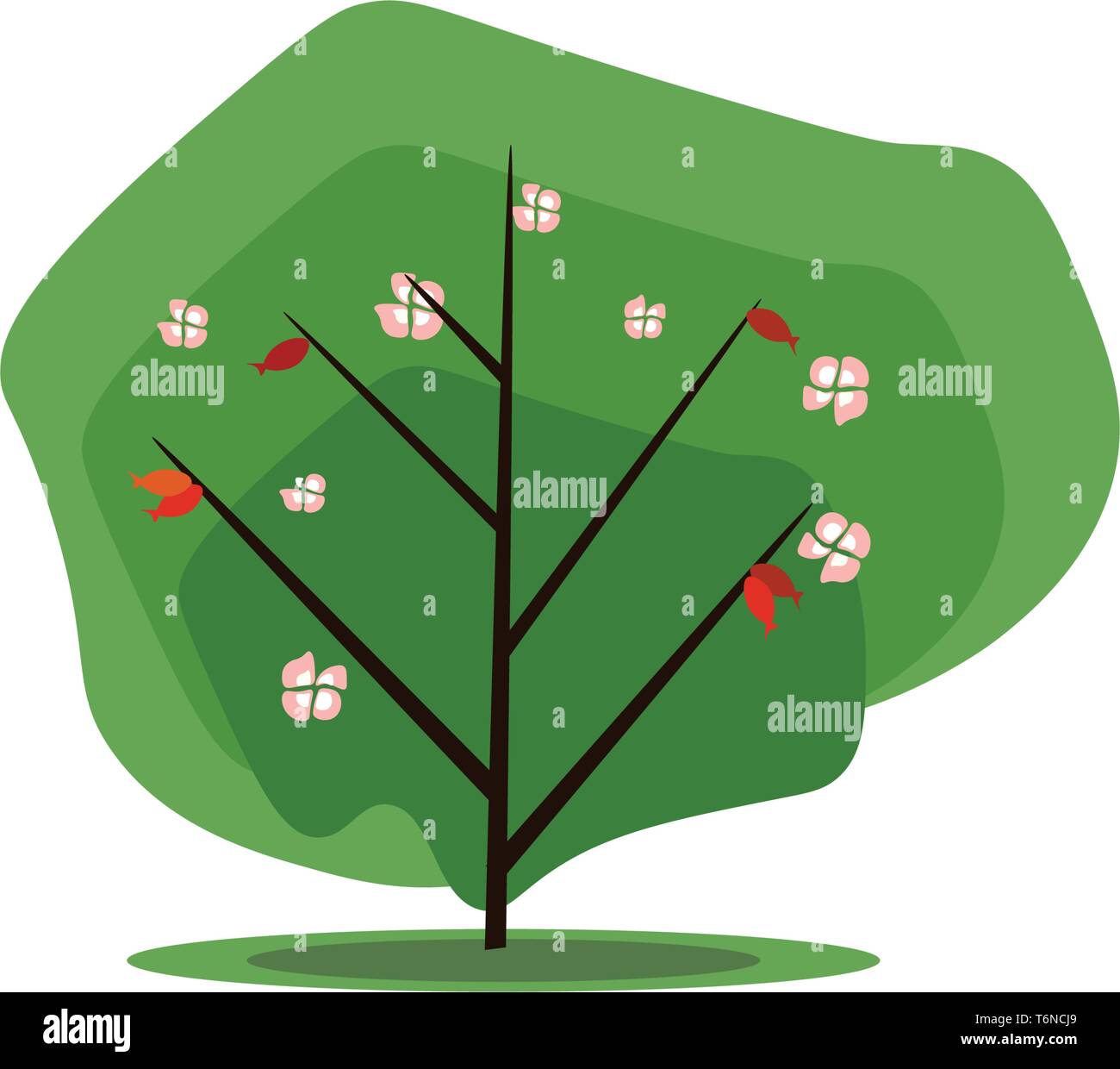 Un beau rosier à feuilles vert dense de couleur ou de dessin vectoriel ...