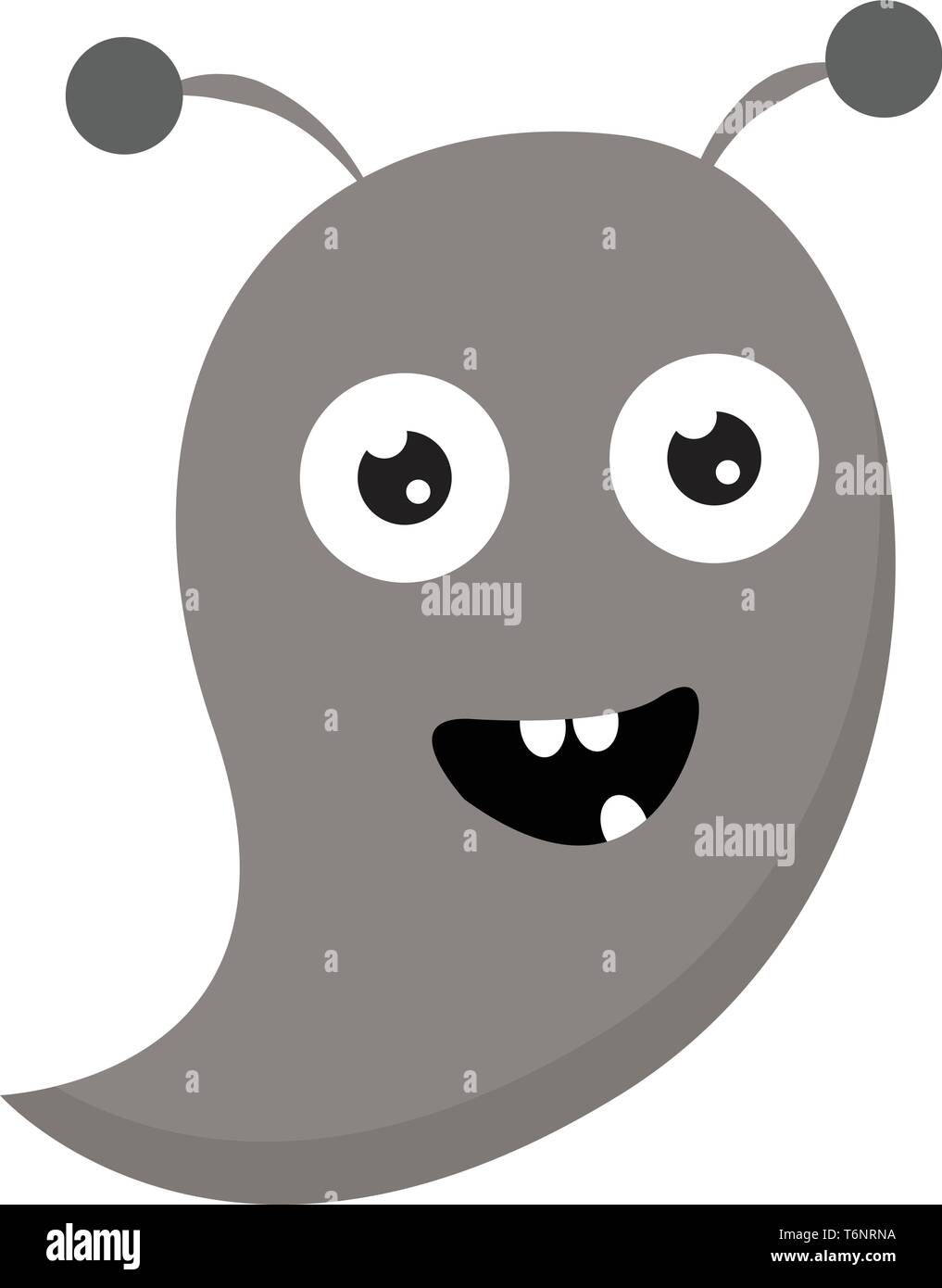 Cartoon funny monster gris avec un corps ovale et deux cornes la bouche ... Cartoon funny monster gris avec un corps ovale et deux cornes la bouche ...