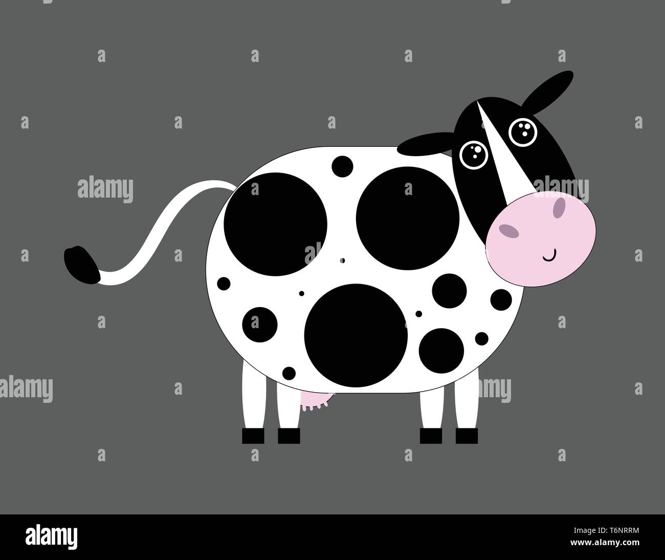 D'un clipart heureux et grosse vache avec des taches circulaires noires ...