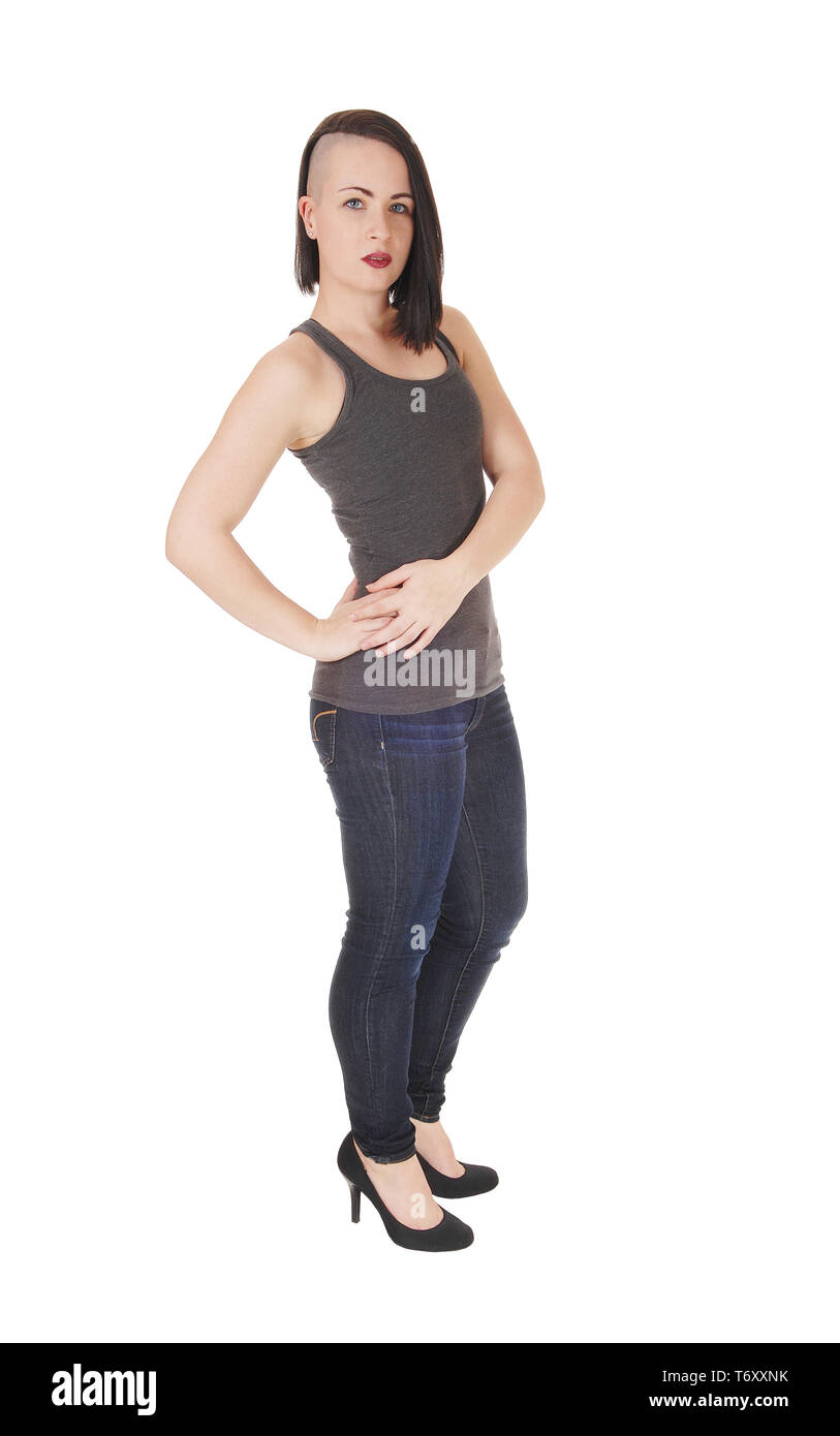 Femme de profil avec main Banque de photographies et d’images à haute ...