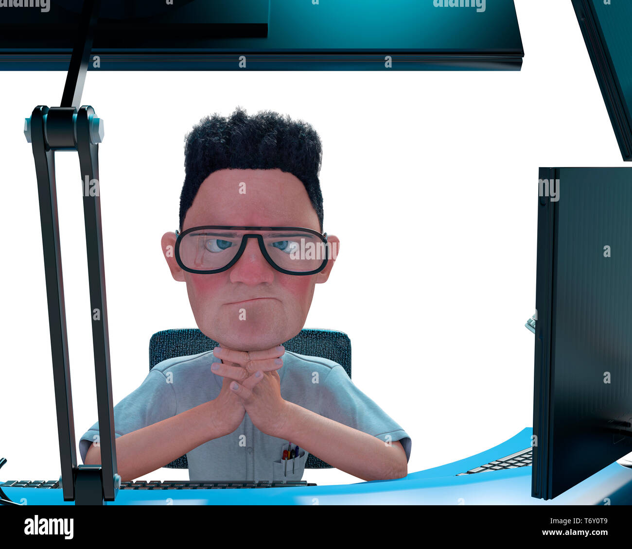 Happy Cartoon Nerd Idea Banque d'image et photos - Alamy