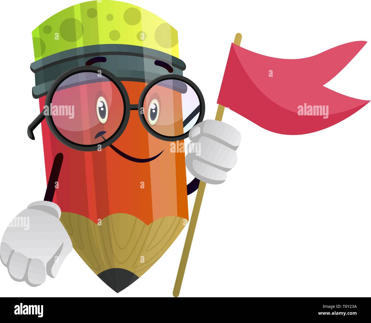 Drapeau rouge dans les mains des crayons rouge sur fond blanc vector ...